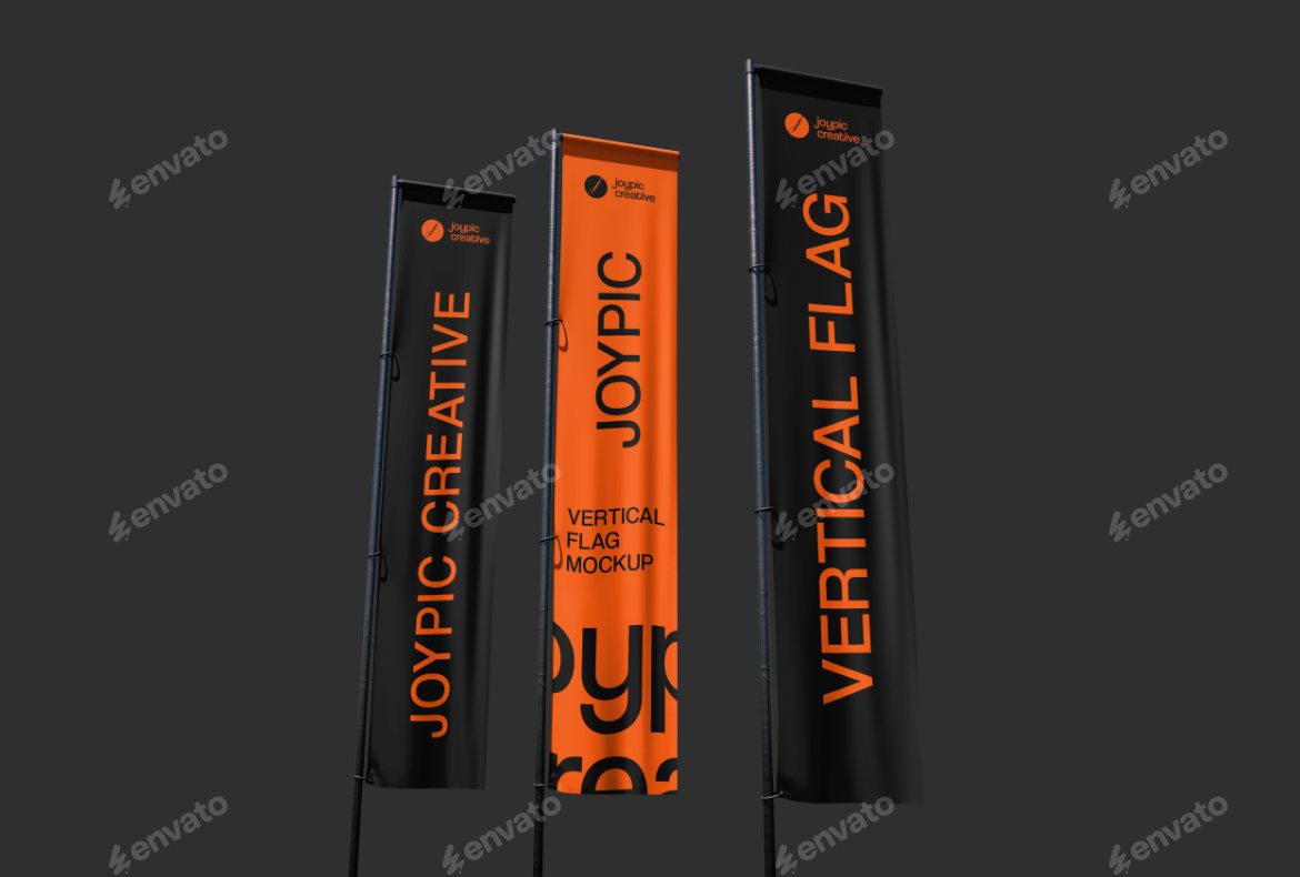 Realistic Vertical Flags Mockup, Graphics | GraphicRiver